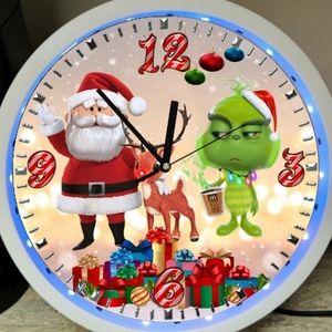 grinch, Santa Claus | Wall Decor | Santa Grinch N Rudolph Clock | Poshmark